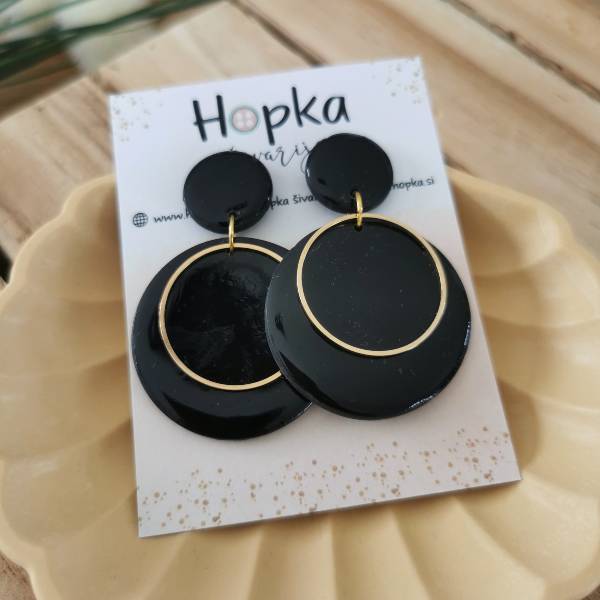 Viseči uhani - Okrogli s sijajem in zlatim dodatkom - Hopka